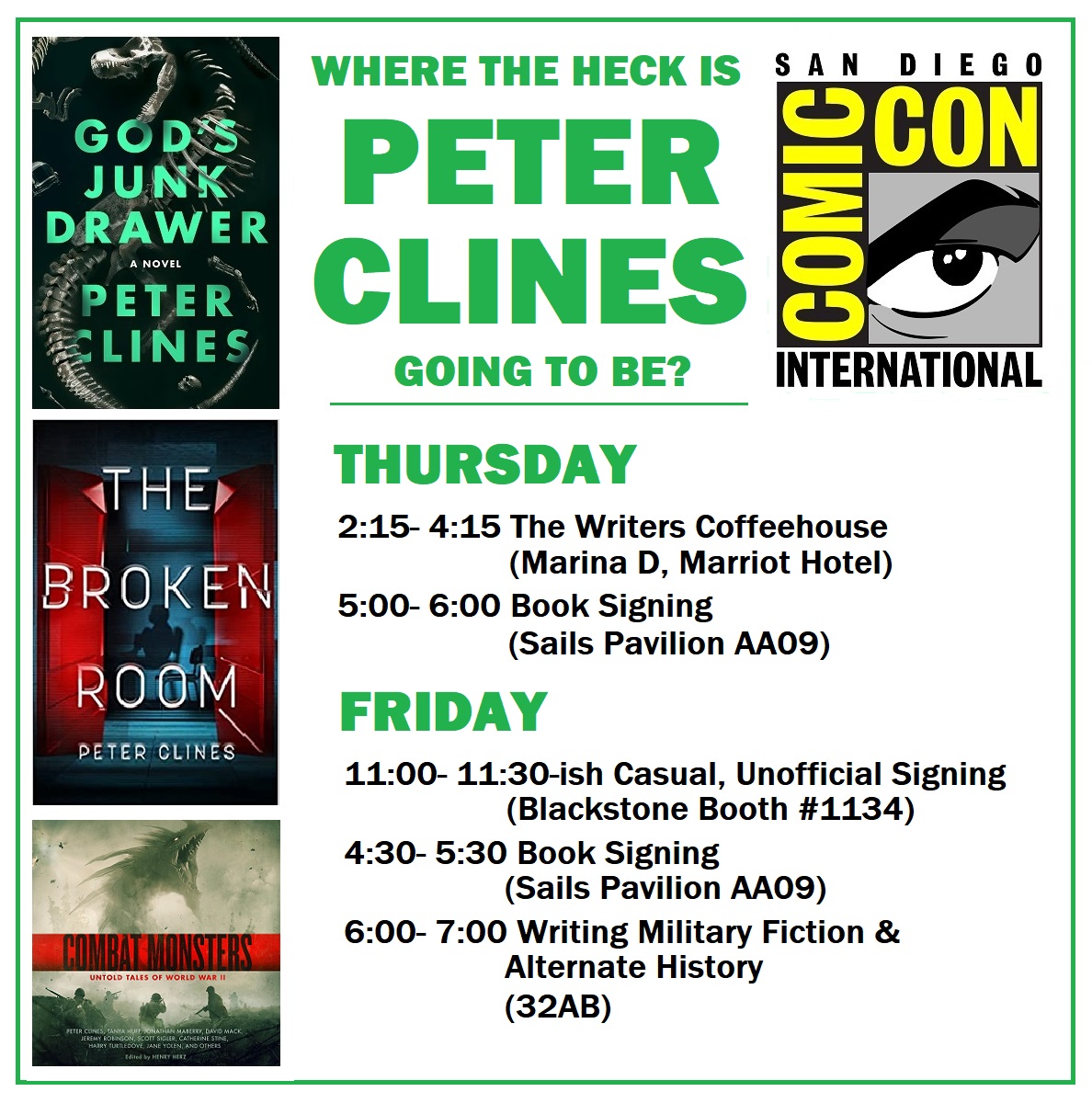 SDCC Schedule – Peter Clines